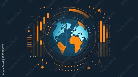 Global Market Analysis Clip Art ม Globe With Graphs Clip Art ม Chart