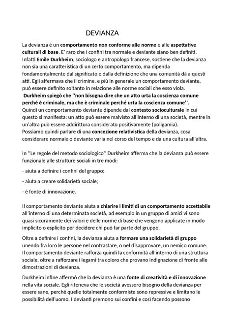 Tesina Sulla Devianza Guide Progetti E Ricerche Di Sociologia Docsity