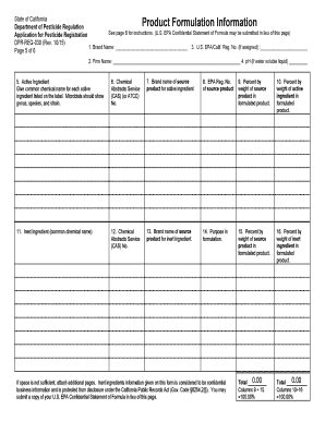 Fillable Online Cdpr Ca Product Formulation Information PDF