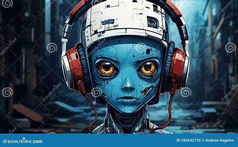 Valentines Lovely Robot Holding Plush Heart Stock Illustration