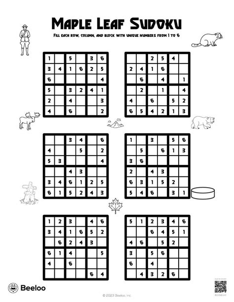 Canada Themed Sudoku Puzzles Beeloo Printable Crafts And Activities