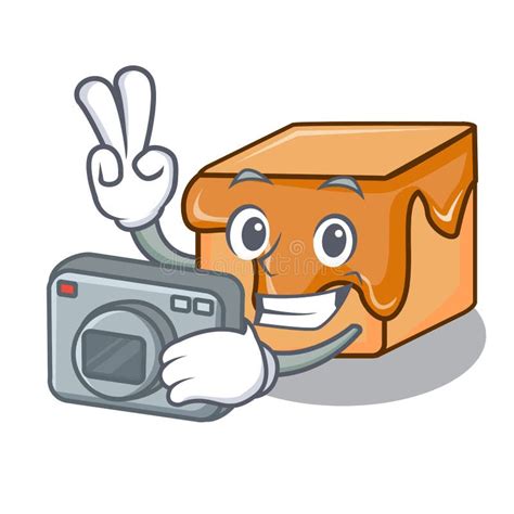 Photographer Caramel Candies Mascot Cartoon Stock Vector Illustration
