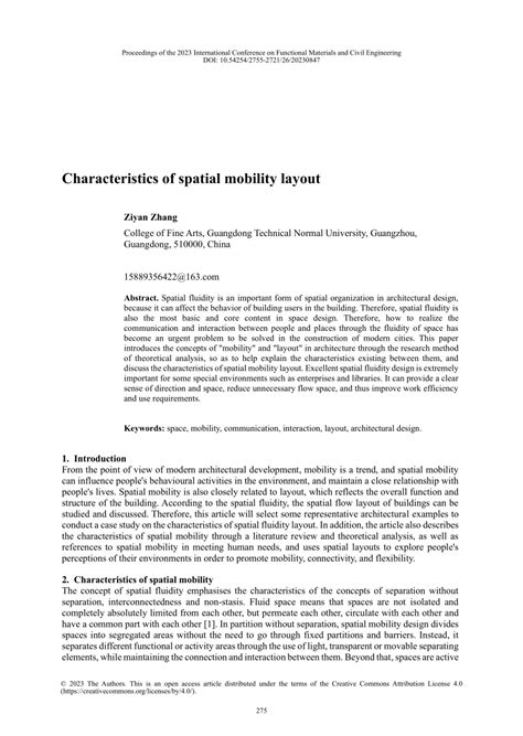 Pdf Characteristics Of Spatial Mobility Layout