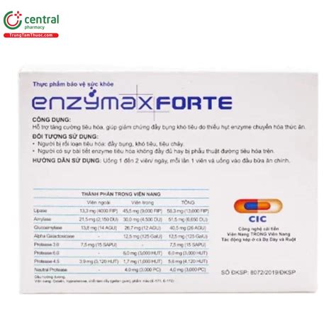 Thuốc Enzymax Forte Bổ Sung Enzym Tiêu Hoá Giảm đầy Bụng Khó Tiêu