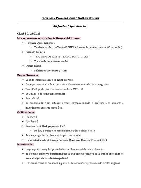 Derecho Procesal Civil Nathan Russek Pdf Ley Procesal Caso De Ley