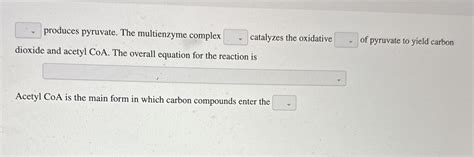 Solved Produces Pyruvate The Multienzyme Complex Chegg