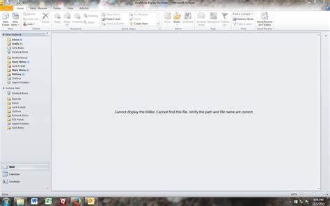 Problem Opening Outlook Today Error Message Cannot Display The