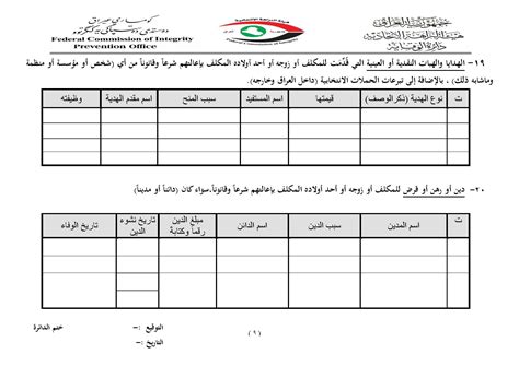 استمارات الكشف عن الذمة المالية