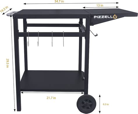 Outdoor Grill Cart Double Shelf Grill Table Foldable Tabletop Movable