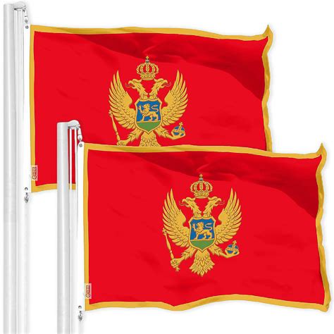 G128 3x5ft 2pk Montenegro Printed 150d Polyester Brass Grommets Flag