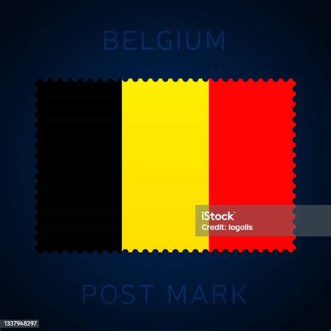 ベルギーの郵便マーク白い背景ベクトルイラストで隔離された国旗の郵便切手公式の国旗パターンと国名のスタンプ Sendのベクターアート素材や