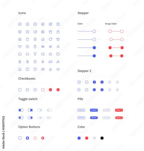 Vector Minimalistic Set Of Icons And Interface Elements GUI Template Stock Vector Adobe Stock