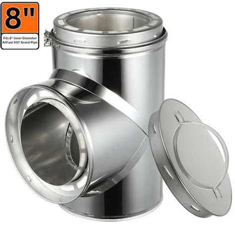 Allfuel Hst 8 In X 16 In Tee With Cap For Double Wall Chimney Pipe Bl