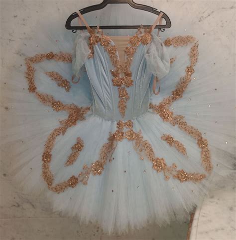 Figurino de Ballet Tutu Azul Bebê e Dourado M Infantil Roupa Infantil