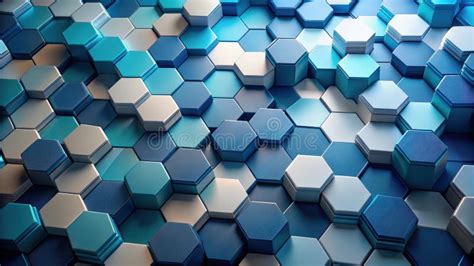 Abstract Hexagonal Pattern In Shades Of Blue And White A Modern Geometric Design Generative Ai