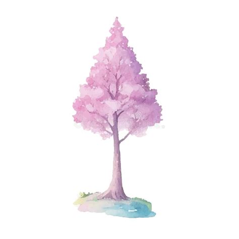 Watercolour Fairy Magical Tree Isolated In Pastel Palette Stock Vector