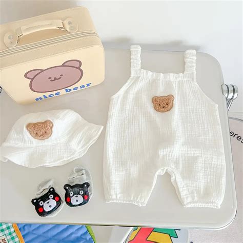 여름 아기 옷 곰 슬링 롬퍼 모자 2 개 세트 유아 원피스 Aliexpress