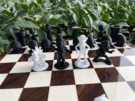 Mario Chess Set W Super Mario Pieces With Board Handmade 3d Chess