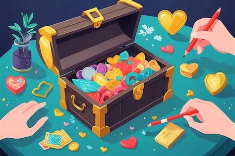 Treasure Of Memories Crafting Selflove Chest In Flat Vector Premium