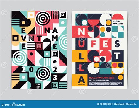 Geometric Shapes Typography Template Flyer Vector Illustration Stock