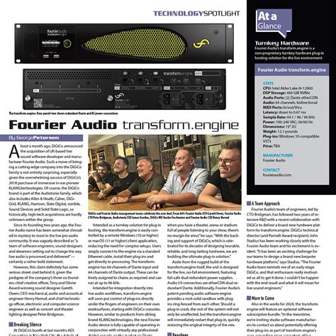 Fourier Audio Transformengine Foh Front Of House Magazine