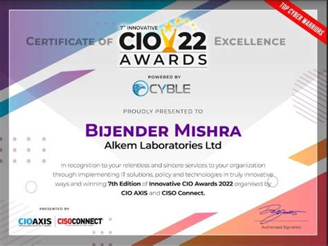 Bijender Kumar Mishra C On Linkedin Thanks To Cioaxis And Cisoconnect For This Recognition