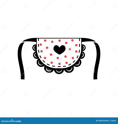 Women`s Sey Polka Dot Apron With Lace Stock Illustration