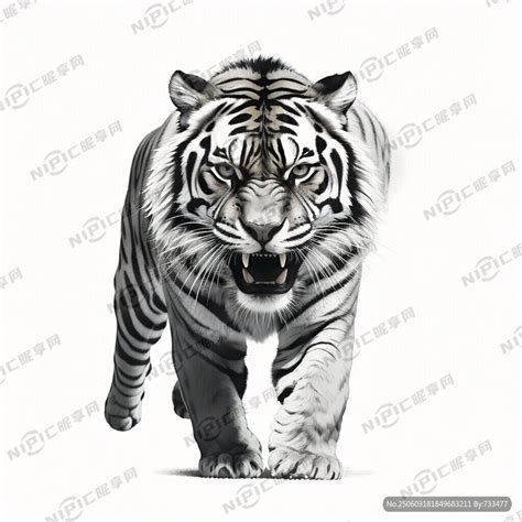 Ai创作图威严而且凶猛的猛虎 白底无背景图像 昵图网