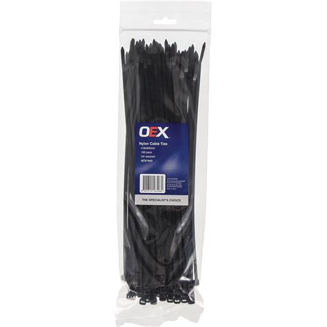 Oex Black Nylon Cable Ties 48mm X 300mm 100 Pc Acx1443 Oex