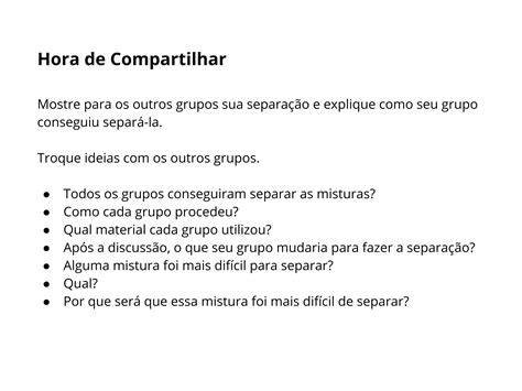 Plano de aula 4o ano Misturando e separando materiais sólidos