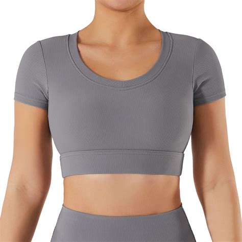 Huaai Womens Casual Shirts Tops Womens Nude Sense Fitness Short