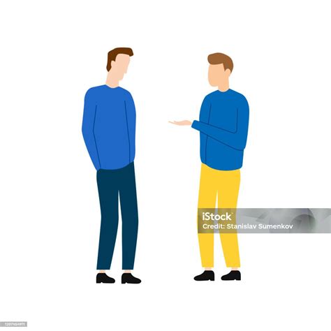 두 사람이 말하고 있다 그림 흰색 배경에 고립 된 평면 만화 캐릭터eps 남자에 대한 스톡 벡터 아트 및 기타 이미지 남자