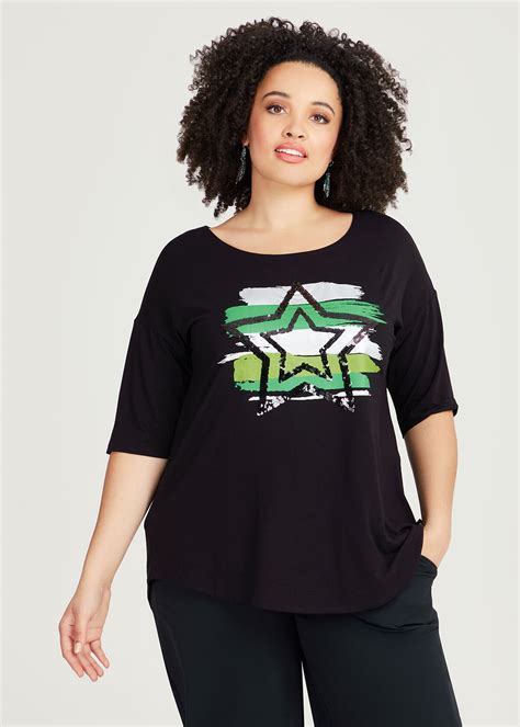 Shop Plus Size Natural Stars And Stripe Top Multi Taking Shape Au