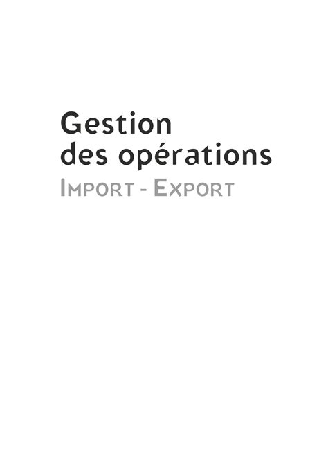 SOLUTION Gestion Des Op Rations Import Export Manuel Studypool