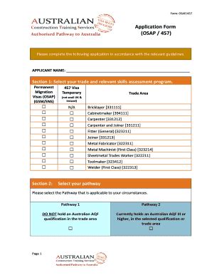Fillable Online Application Form OSAP Visaskills Fax Email Print PdfFiller