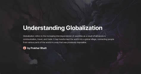 Understanding Globalization