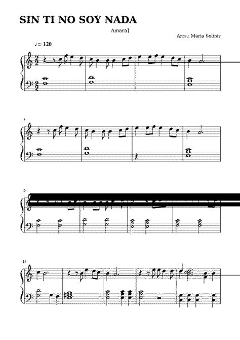 La Partitura De Amaral Sin Ti No Soy Nada Partituras Org