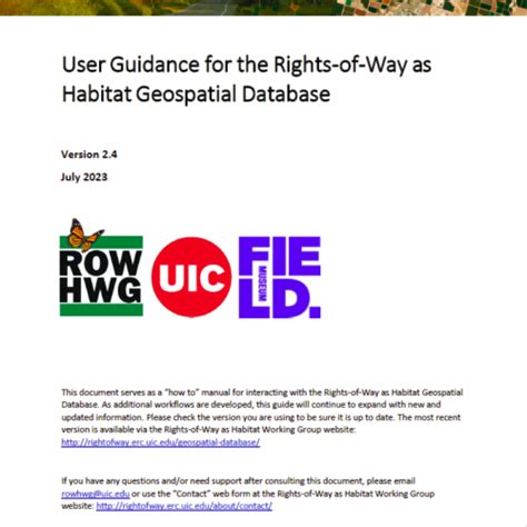 Geospatial Database Users Guide Rights Of Way As Habitat Working Group