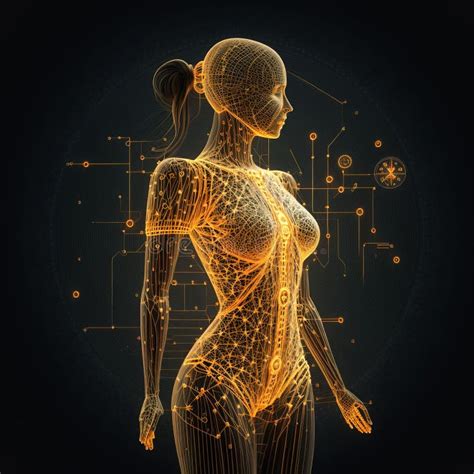 Figure Of A Woman Made Of Intricate Golden Lines A Symbol Of The