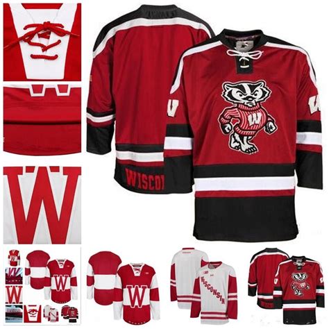 2019 Ncaa Wisconsin Badgers College Hockey Jersey Embroidery Stitched