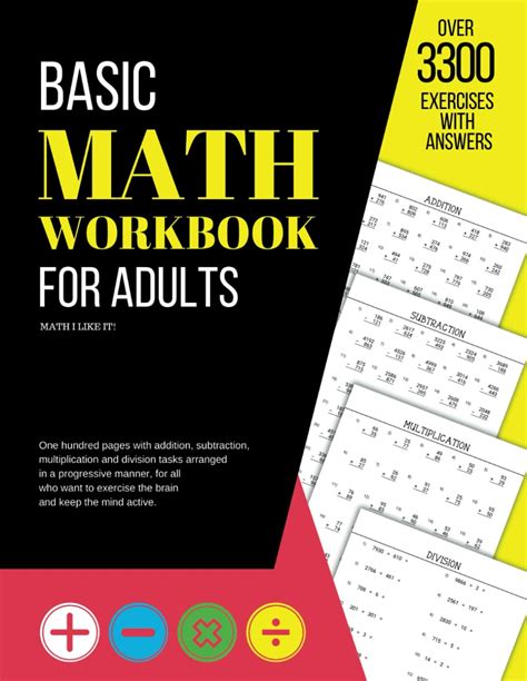 Basic Math Workbook For Adults Activity Book With Over 3300 Tasks Of