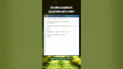 Solve Quadratic Equation With Python Pythonforbeginners Pythonprogrammingmusic Youtube