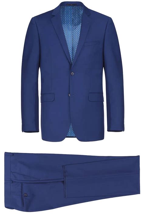 Mens Two Button Slim Fit Two Piece Wedding Suit In Cobalt Blue