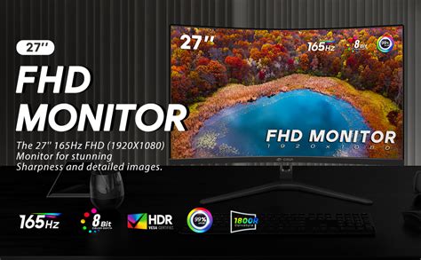 Amazon CRUA 27 144hz 165HZ Curved Gaming Monitor Full HD 1080P 1800R Frameless Computer