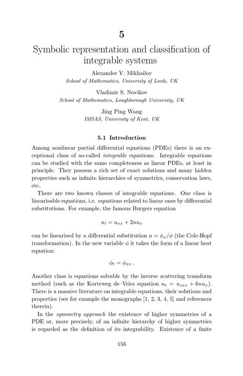 Symbolic Representation And Classification Of Integrable Systems Chapter 5 Algebraic Theory