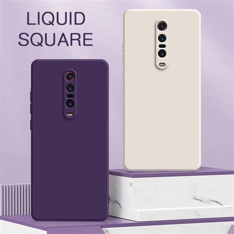 Funda De Silicona L Quida Cuadrada Original Para Xiaomi Mi 9T Redmi K20 Pro Lente De