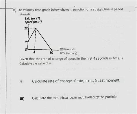Solved B The Velocity Time Graph Below Shows The Motion Of A Straight
