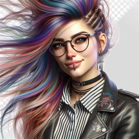 Premium Psd A Woman With A Hair Tie And Glasses Is Posing With A