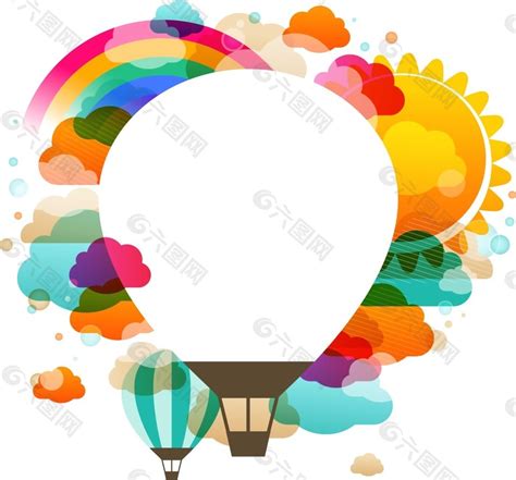 炫彩卡通彩虹云朵太阳热气球png元素设计元素素材免费下载 图片编号 9173695 六图网