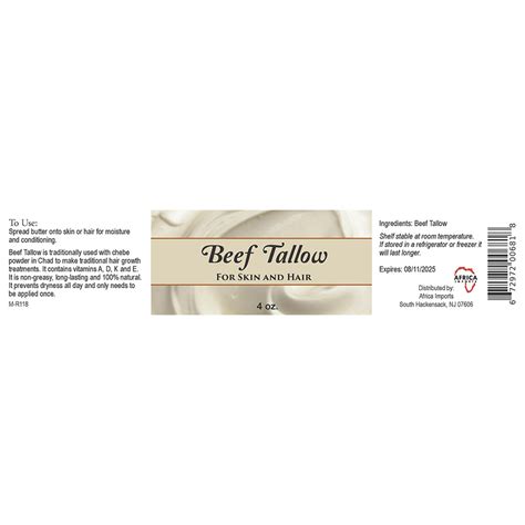 Beef Tallow For Skin And Hair 4 Oz Africa Imports